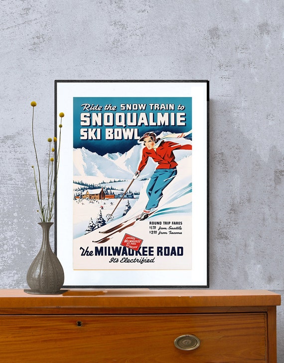 Ride to Snow Train to Snoqualmie Ski Bowl Vintage Travel - Etsy
