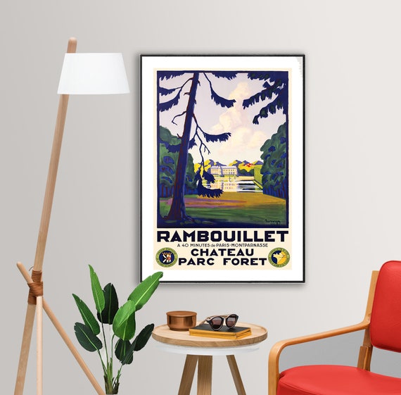 Rambouillet Chateau Parc Foret France Vintage Travel Poster | Etsy