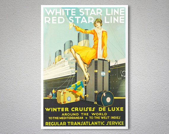 White Star Line Red Star Line Vintage Travel Poster Poster | Etsy