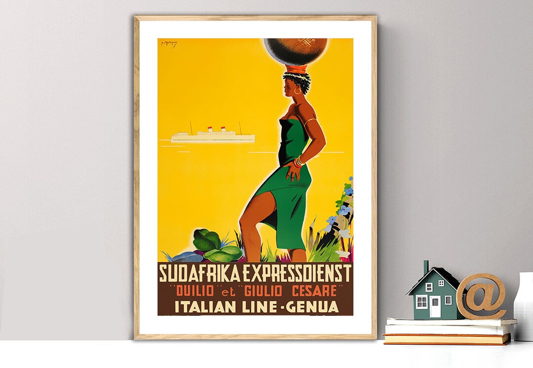 Vintage South Africa Travel Poster: Italian Line, Genua (poster or ...