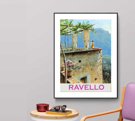 Ravello Italy Vintage Travel Poster Poster Print Sticker | Etsy