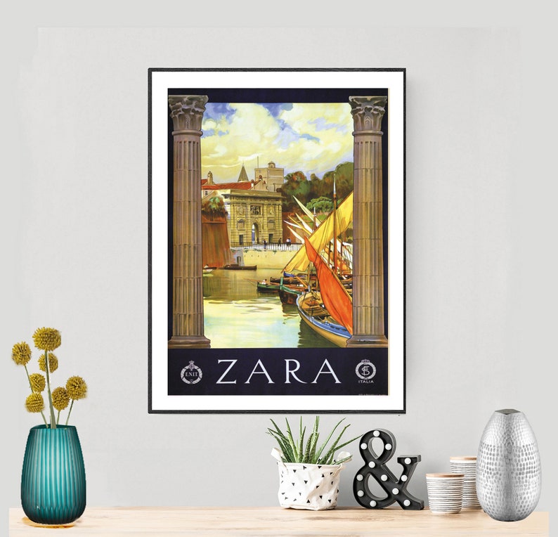Zara Italy Vintage Travel Poster Poster Print Sticker or | Etsy