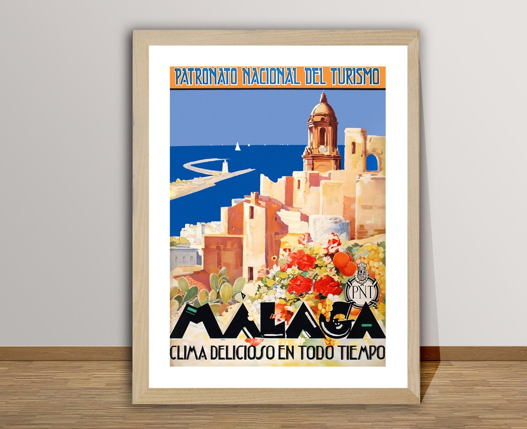 Malaga, Spain Vintage Travel Poster - Malaga Poster, Travel Malaga ...