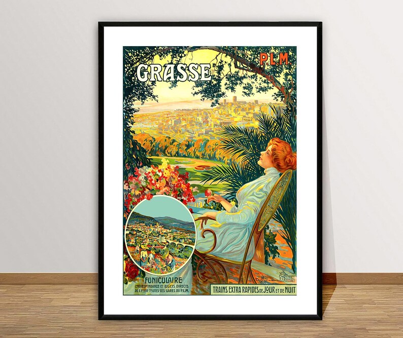 Grasse France Vintage Travel Poster: Retro Wall Art - Etsy