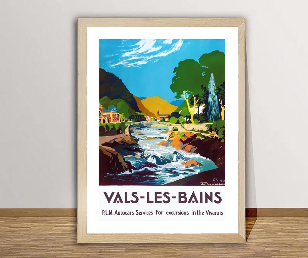 Poster di viaggio vintage di Vals Les Bains Francia - Etsy Italia