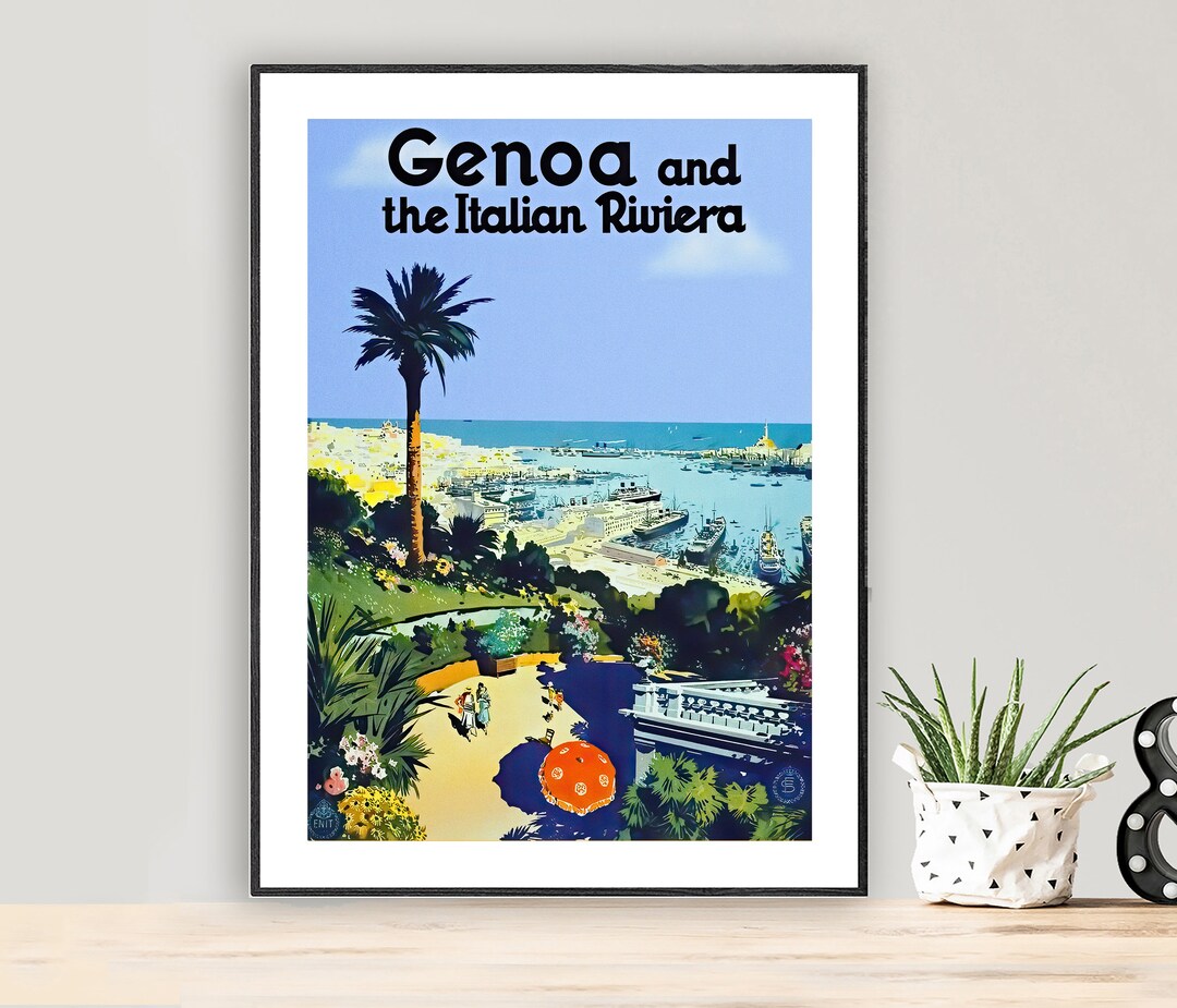 Genoa and the Italian Riviera Vintage Travel Poster Poster - Etsy