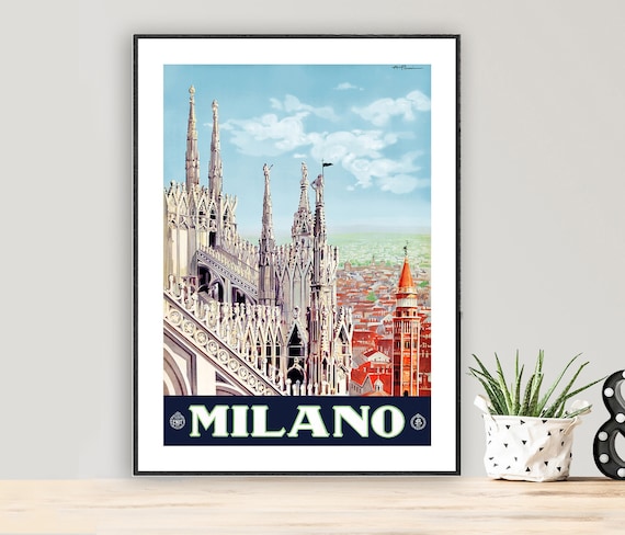 Milano Italy Vintage Travel Poster Poster Paper or Canvas - Etsy