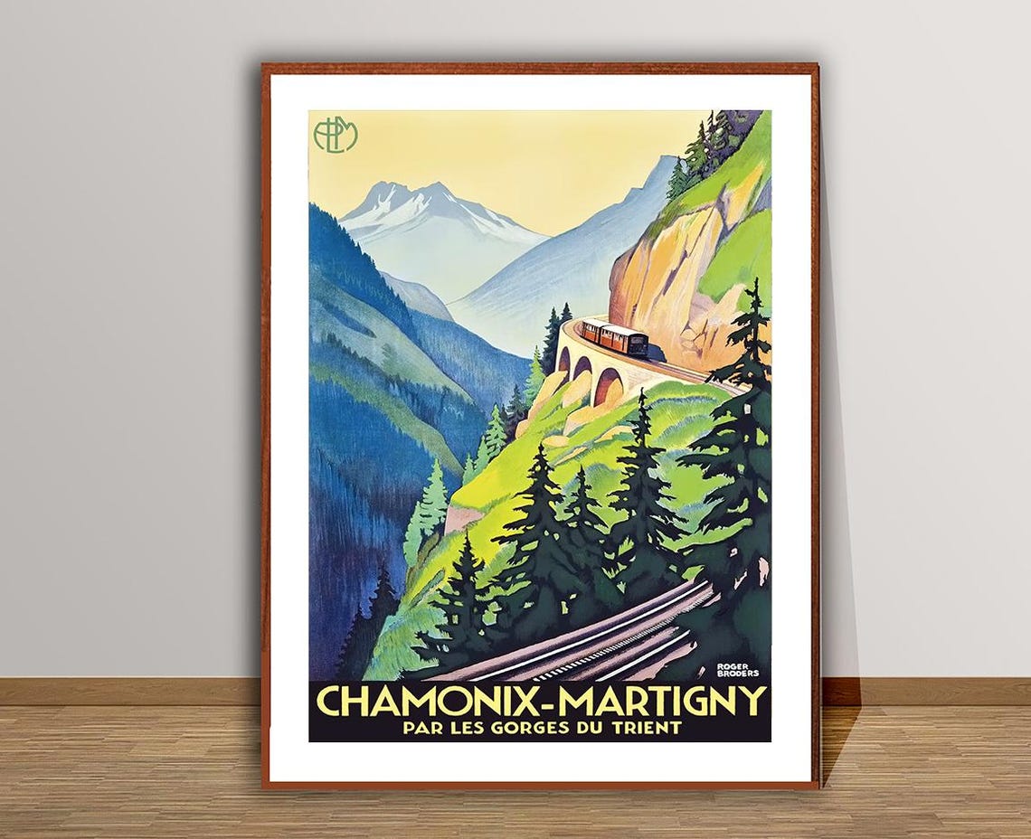 Martigny Chamonix Vintage Travel Poster - Mont Blanc Express ...