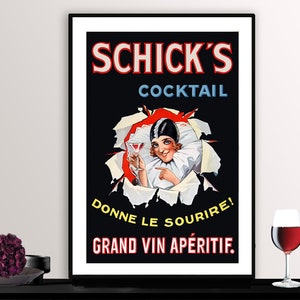 Schick's Cocktail Grand Vin Aperitif Vintage Food&drink Poster Poster ...