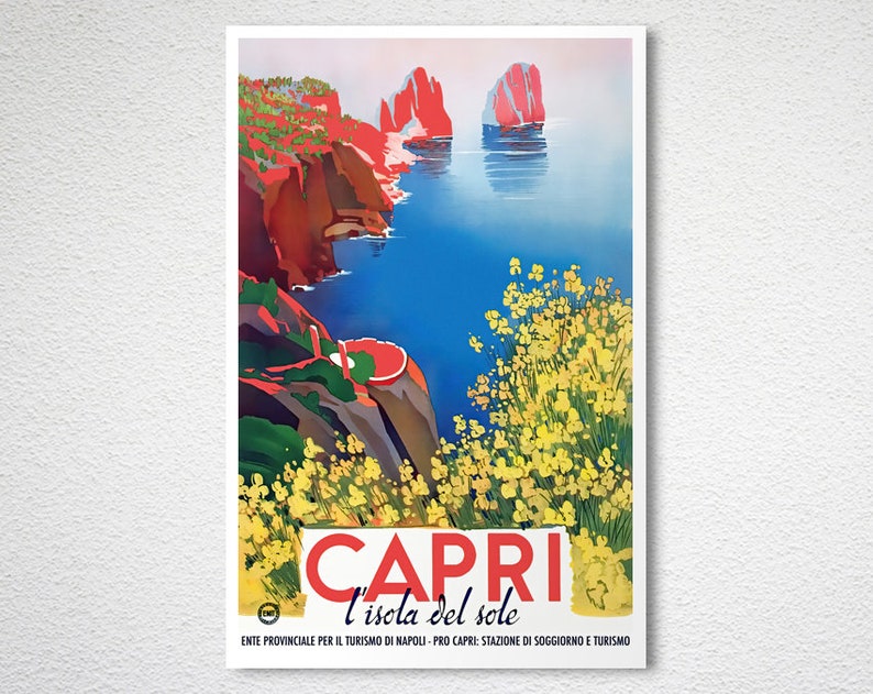 Capri Italy Vintage Travel Poster Capri Poster Capri - Etsy
