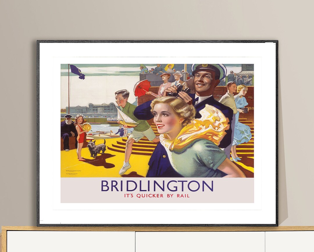 Bridlington England Vintage Travel Poster: Seaside Family Art Print - Etsy