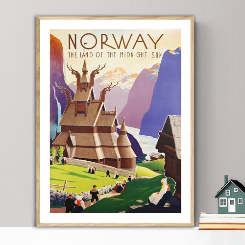 Norway Vintage Travel Poster Poster Paper or Canvas Print / - Etsy