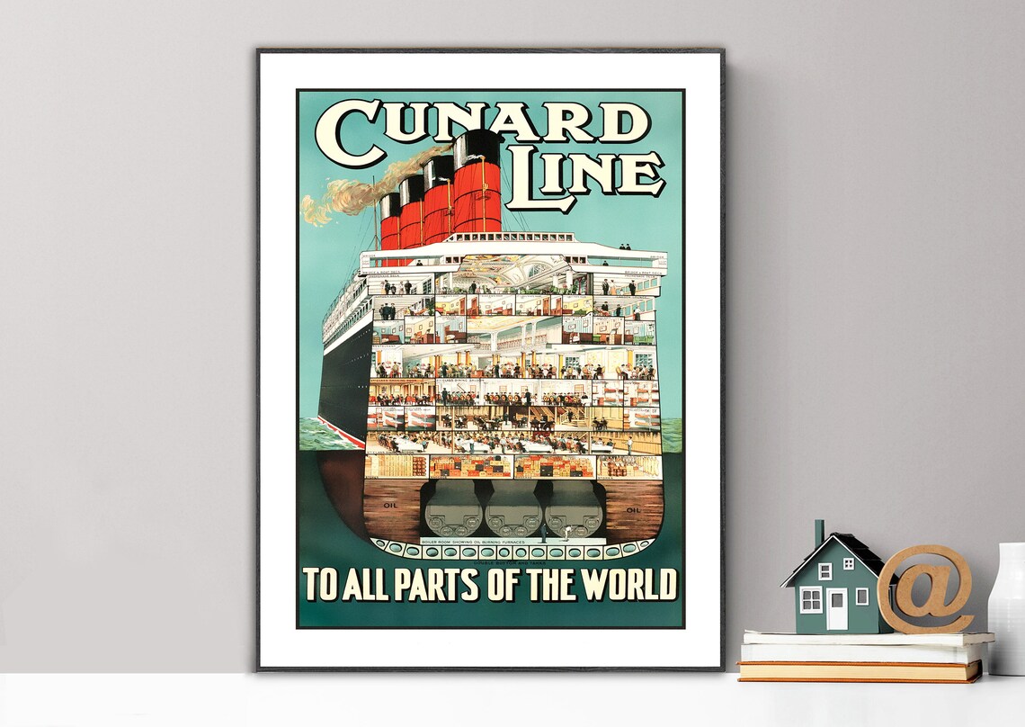 Cunard Line to All Parts of the World Vintage Travel Poster - Etsy