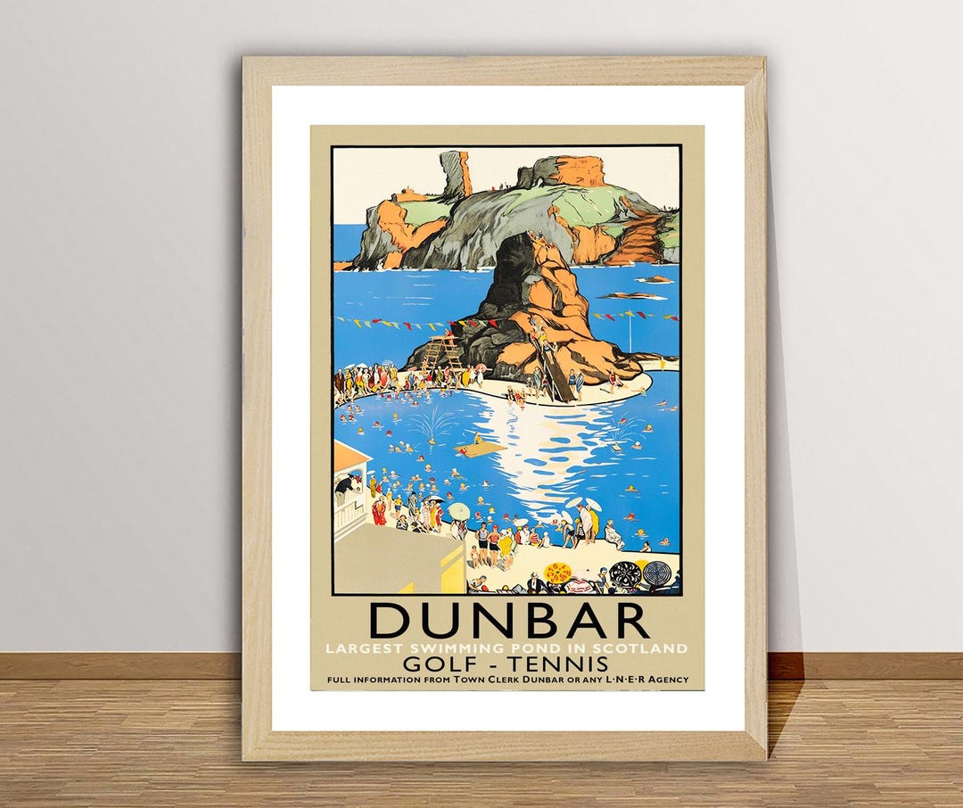 Dunbar Scotland Vintage Travel Poster: Swimming Pond, Golf & Tennis ...