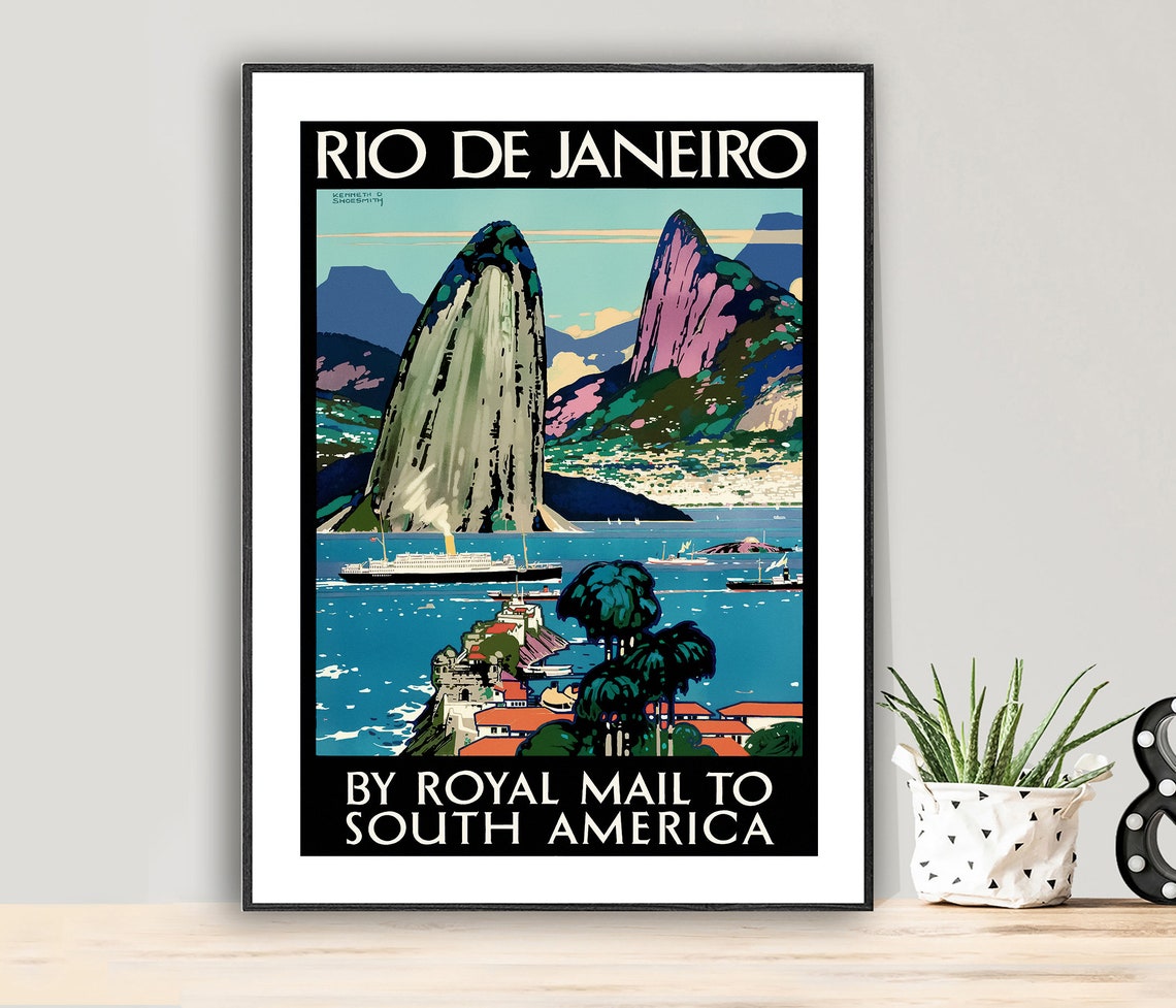 Rio De Janeiro Vintage Travel Poster Poster Paper or Canvas | Etsy