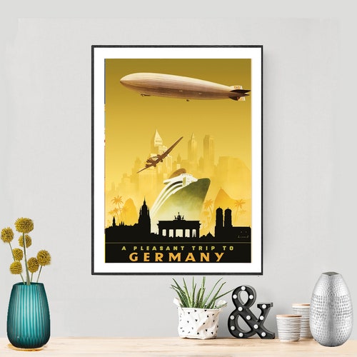 Germany Travel Poster Art Vintage German Print Canvas Hanging | Etsy