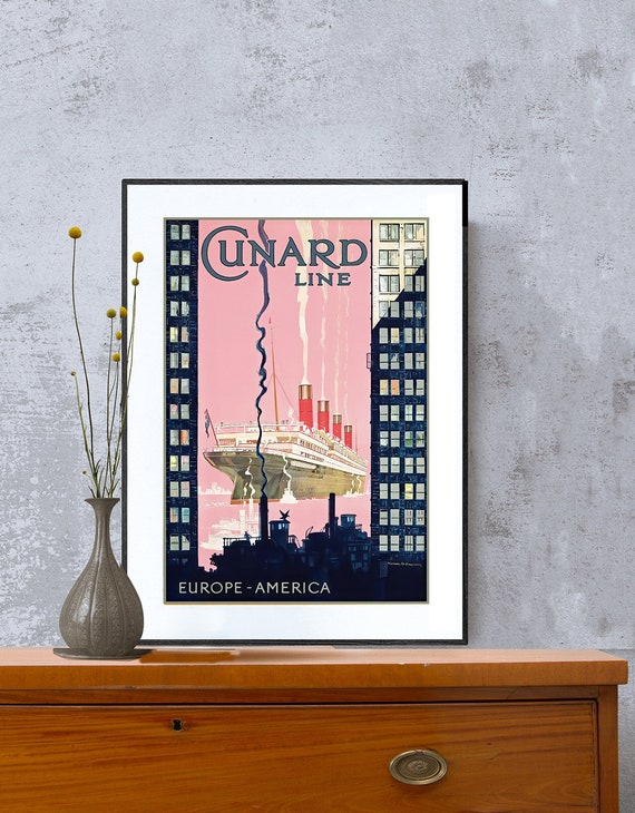 Cunard Line Europe America Vintage Travel Poster Poster - Etsy
