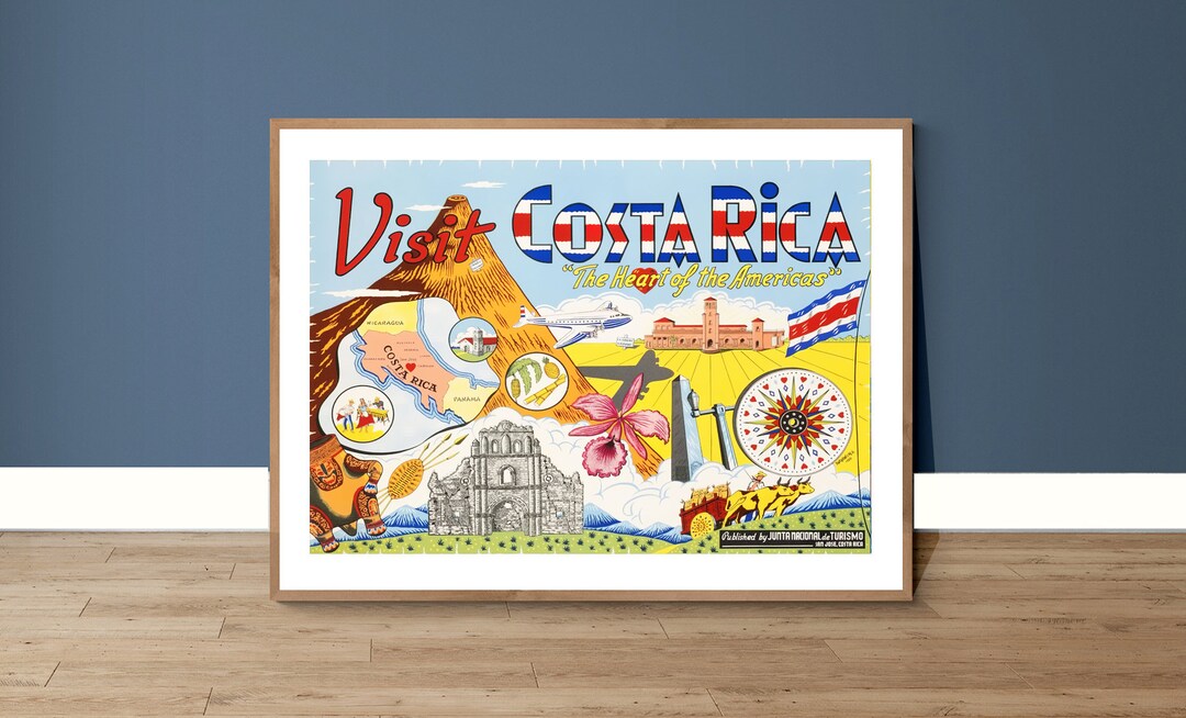 Visit Costa Rica Vintage Travel Poster Poster Paper or Canvas Print ...