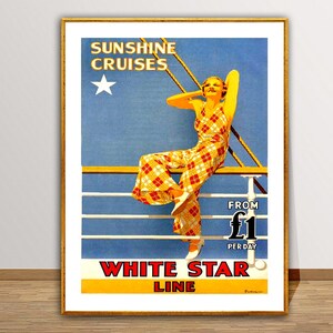 White Star Line, Sunshine Cruises Vintage Travel Poster - Poster Paper ...