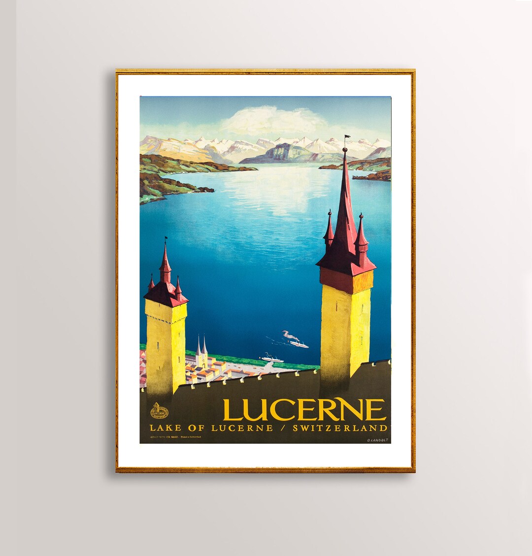 Lucerne, Lake of Lucerne, Suisse Vintage Travel Poster - Poster Paper ...