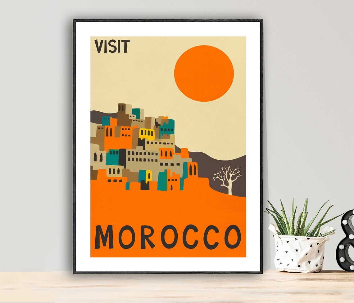 Visit Morocco Vintage Travel Poster Poster Paper or Canvas | Etsy