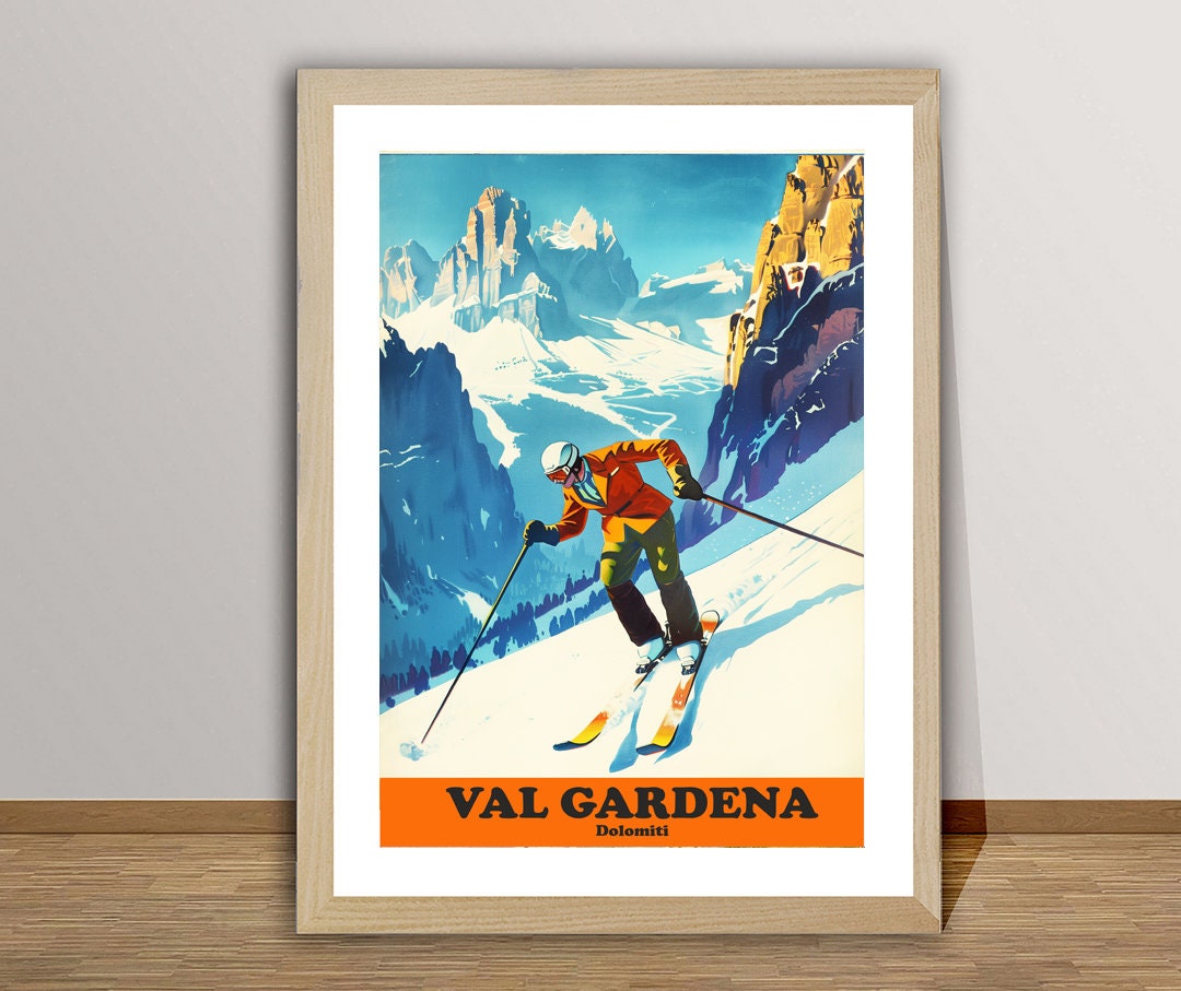 Val Gardena Ski Poster: Vintage Dolomiti Italy Travel Print - Etsy