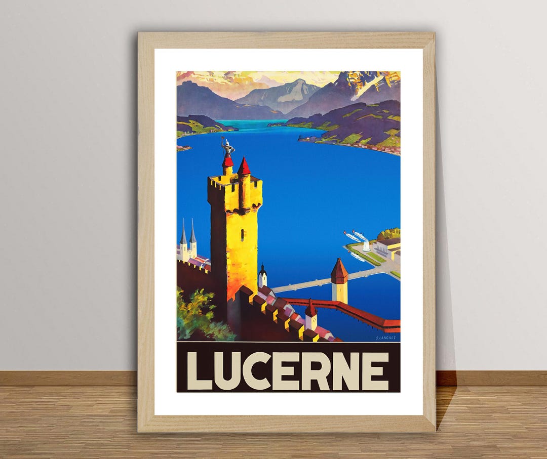 Lucerne, Lake of Lucerne, Suisse Vintage Travel Poster - Retro Lake ...