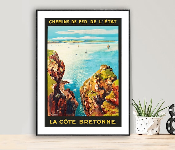 La Cote Bretonne Vintage Travel Poster Poster Paper Sticker | Etsy