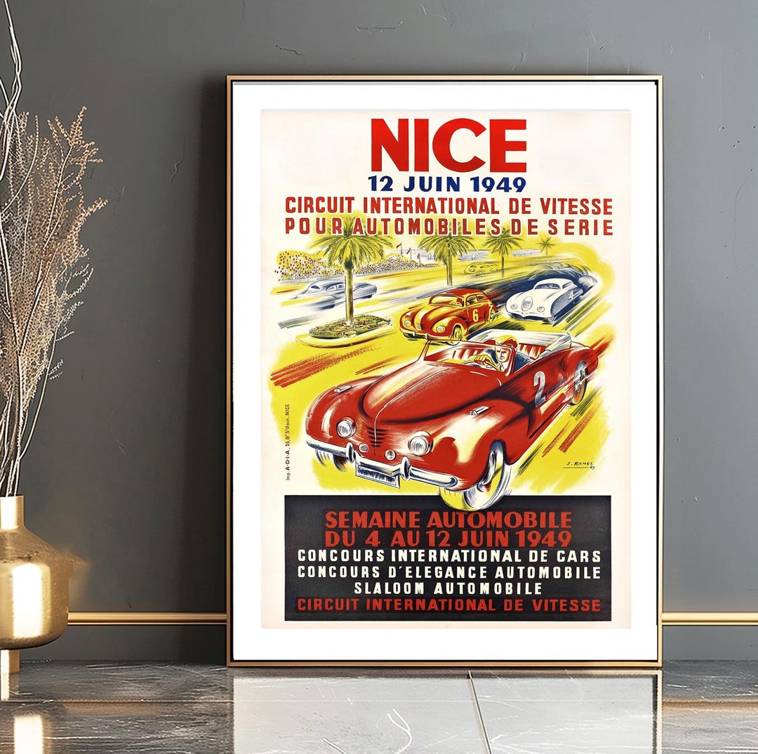 Nice Grand Prix 1949 Vintage Racing Poster - Etsy