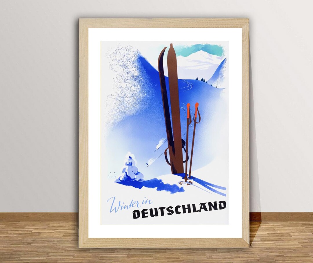Vintage Winter in Deutschland Ski Poster: German Travel Art - Etsy