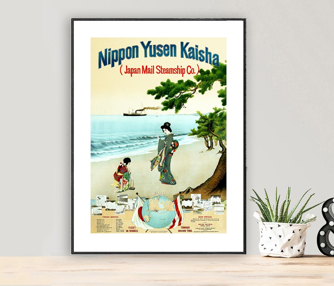 Vintage Japan Travel Poster: Nippon Yusen Kaisha Steamship Print - Etsy