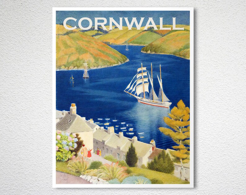 Cornwall England Vintage Travel Poster Poster Paper | Etsy