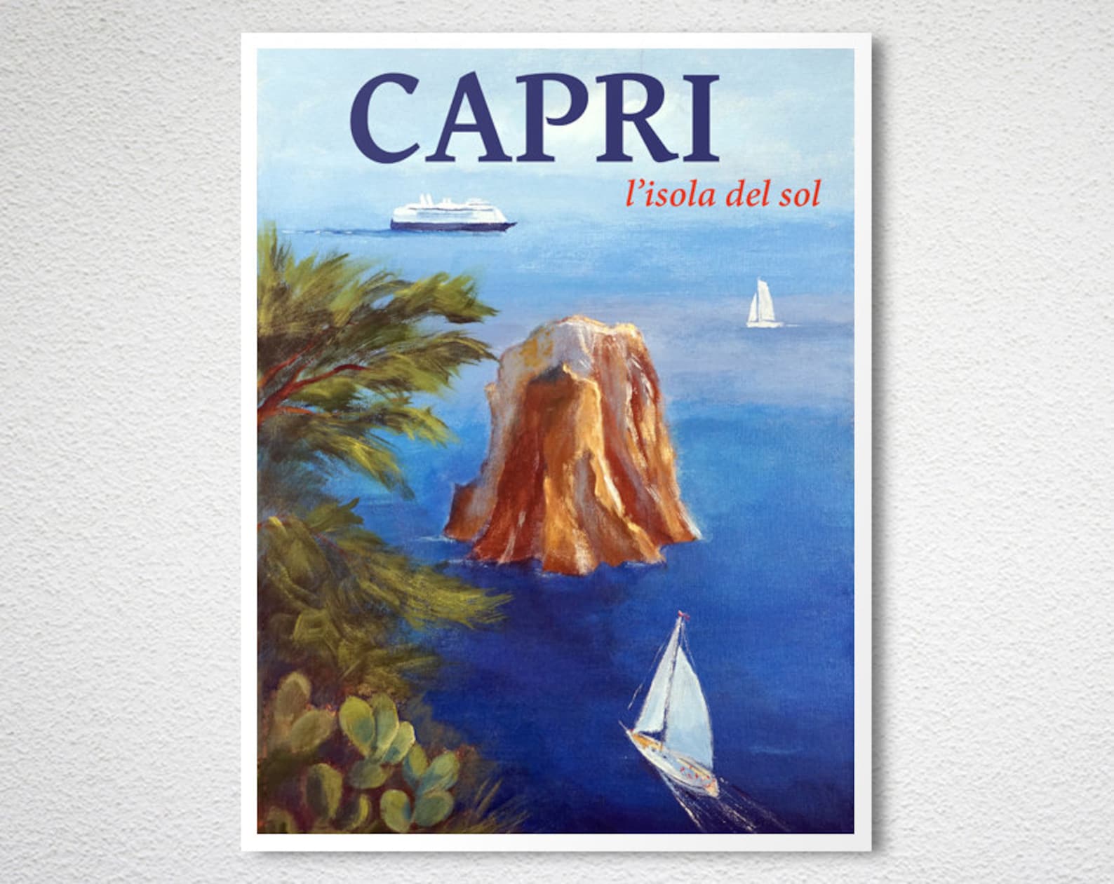 Capri Italy Vintage Travel Poster by Faruk Koksal Poster - Etsy