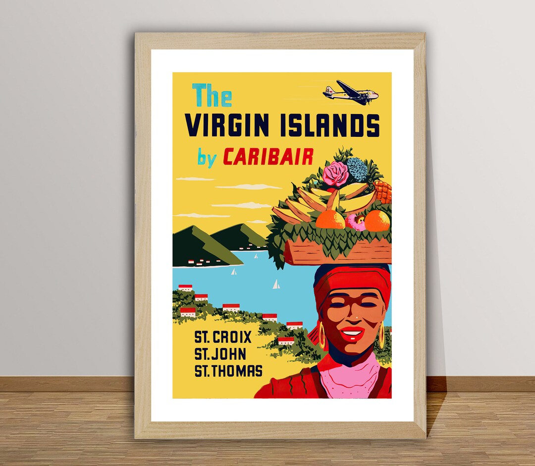 Virgin Islands Vintage Travel Poster - Virgin Islands Poster, Caribbean ...
