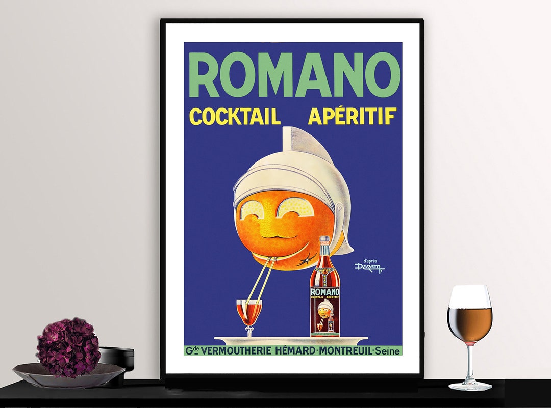 Romano Cocktail Aperitif Vintage Food&drink Poster Poster Paper or ...