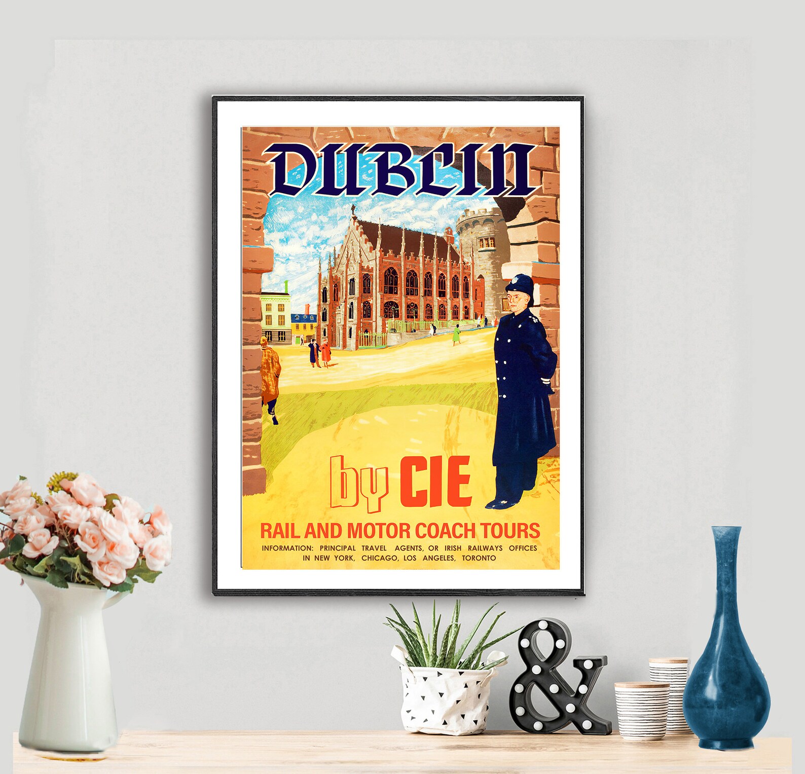 Dublin Ireland Vintage Travel Poster Poster Paper Sticker | Etsy
