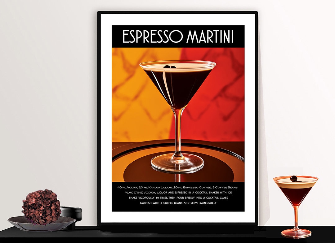 Espresso Martini Recipe Vintage Food&drink Poster Martini Lovers, Bar ...