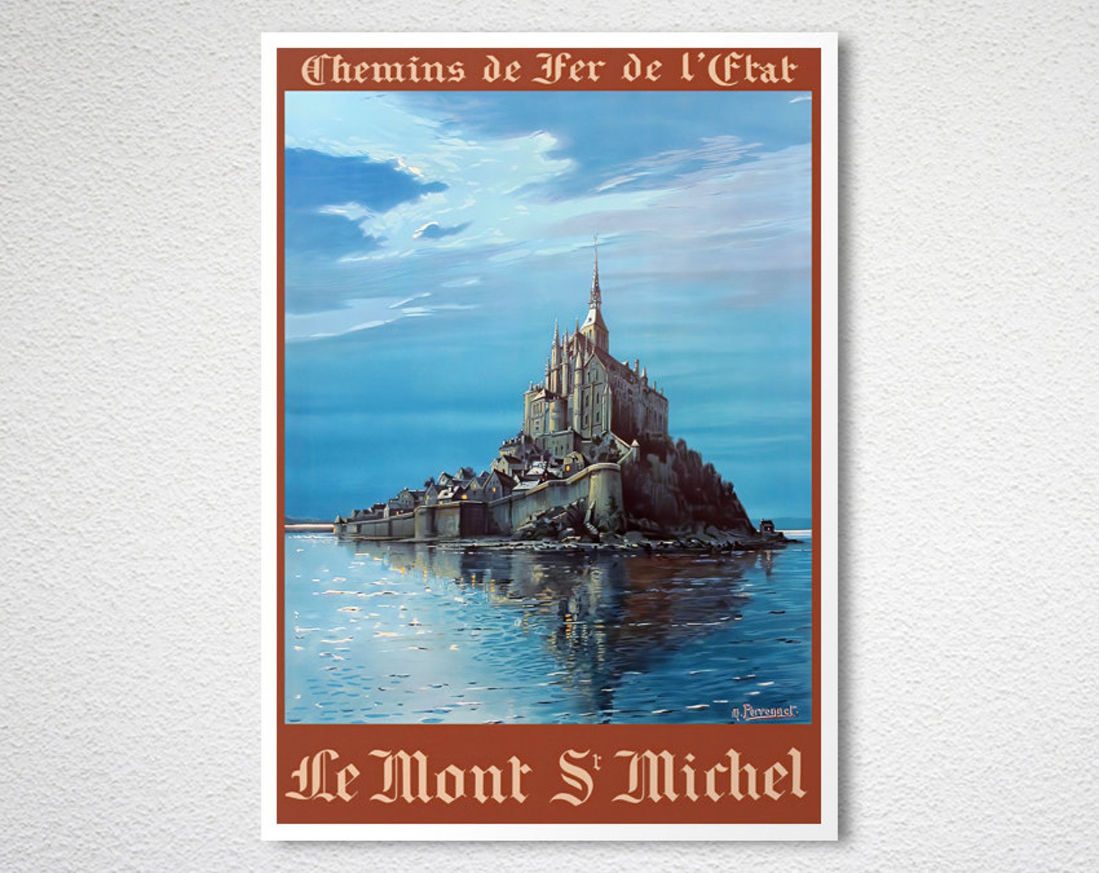 Le Mont Saint Michel France Vintage Travel Poster Poster | Etsy