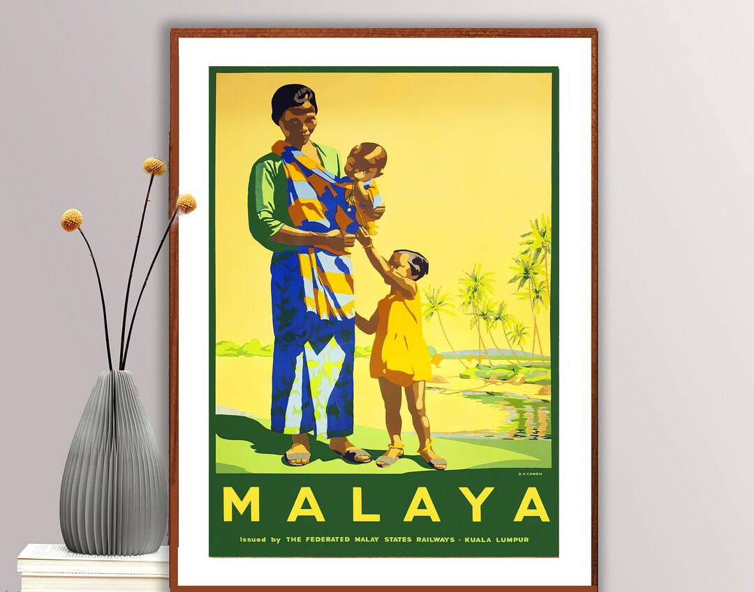 Malaya Vintage Travel Poster - Poster Paper or Canvas Print / Gift Idea ...