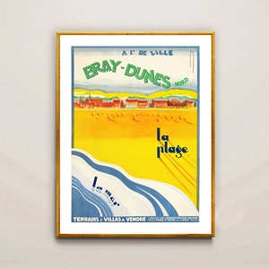 Bray Dunes Nord La Plage, France Vintage Travel Poster - Bray Dunes ...