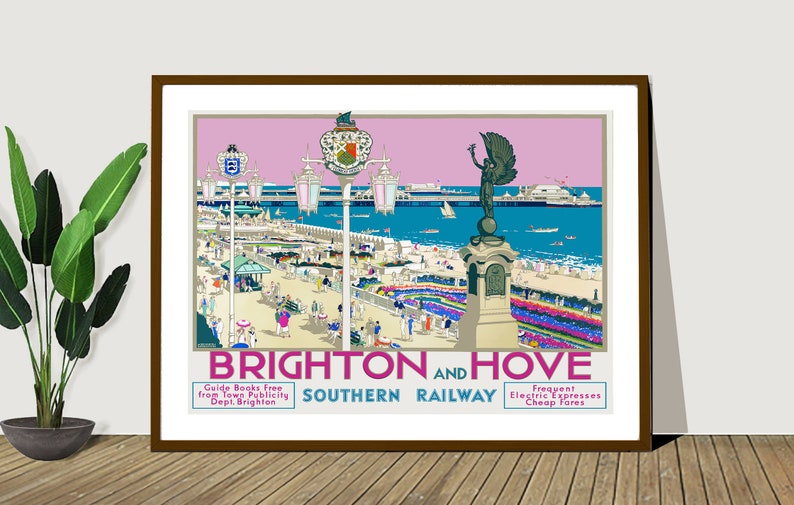Brighton and Hove Vintage Travel Poster Poster Print | Etsy