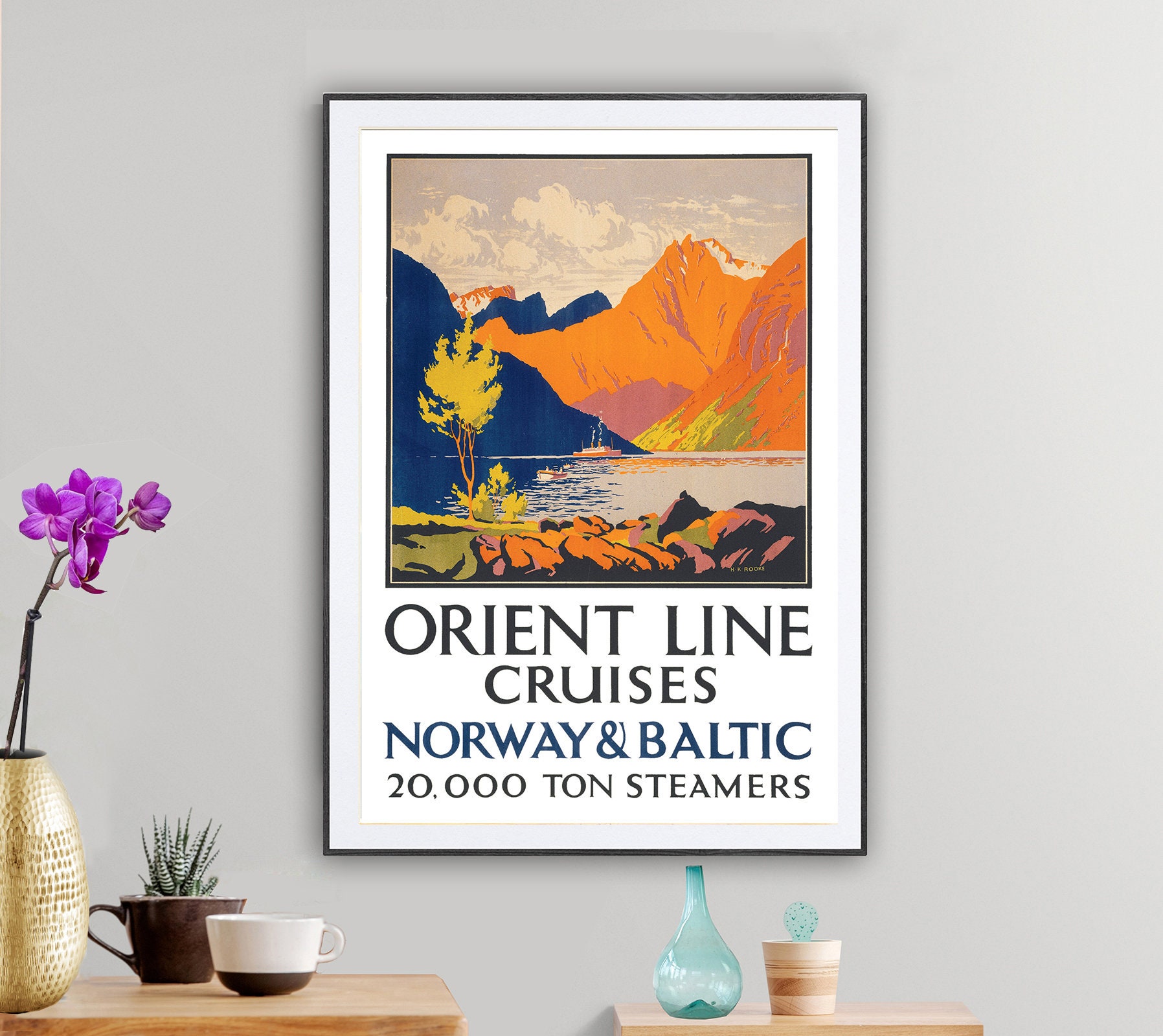 Orient Line Cruises Norway Baltic Vintage Travel Poster | Etsy