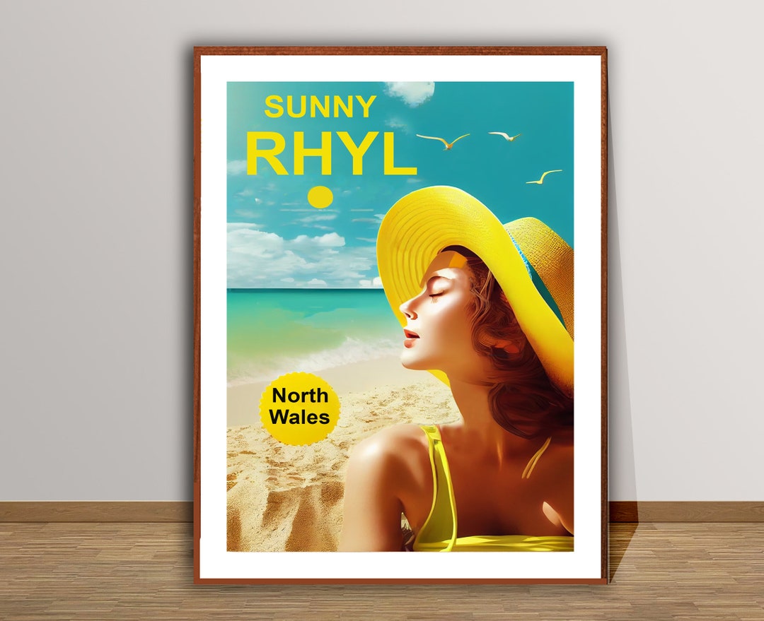 Sunny Rhyl North Wales Travel Poster by Wall Arty Exclusive - Etsy