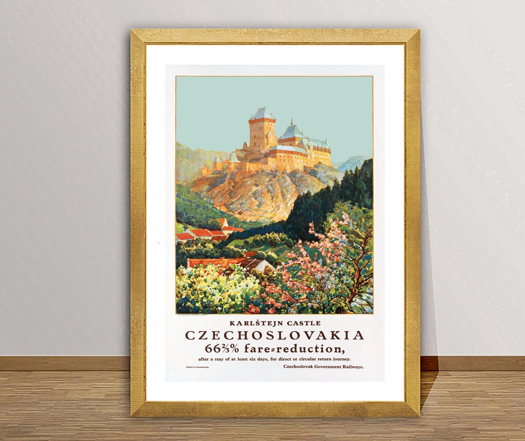 Karlstejn Castle Czechoslovakia Vintage Travel Poster - Retro ...