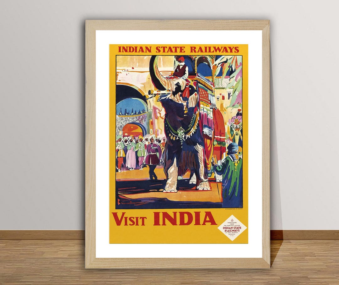 Visit India Vintage Travel Poster - Retro India Poster / Gift Idea ...