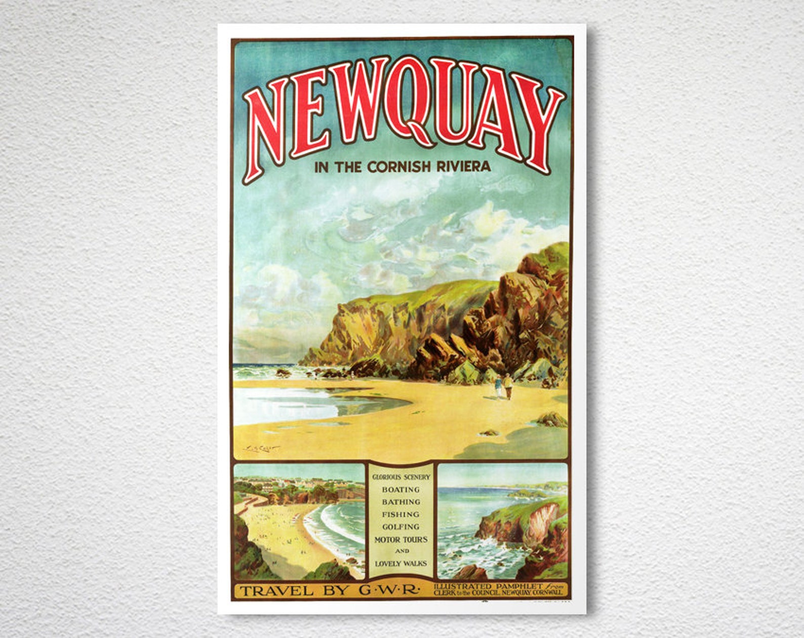 Newquay in the Cornish Riviera Vintage Travel Poster Poster - Etsy