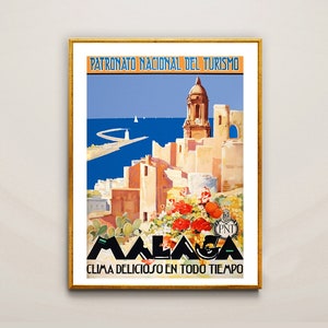 Malaga, Spain Vintage Travel Poster - Malaga Poster, Travel Malaga ...