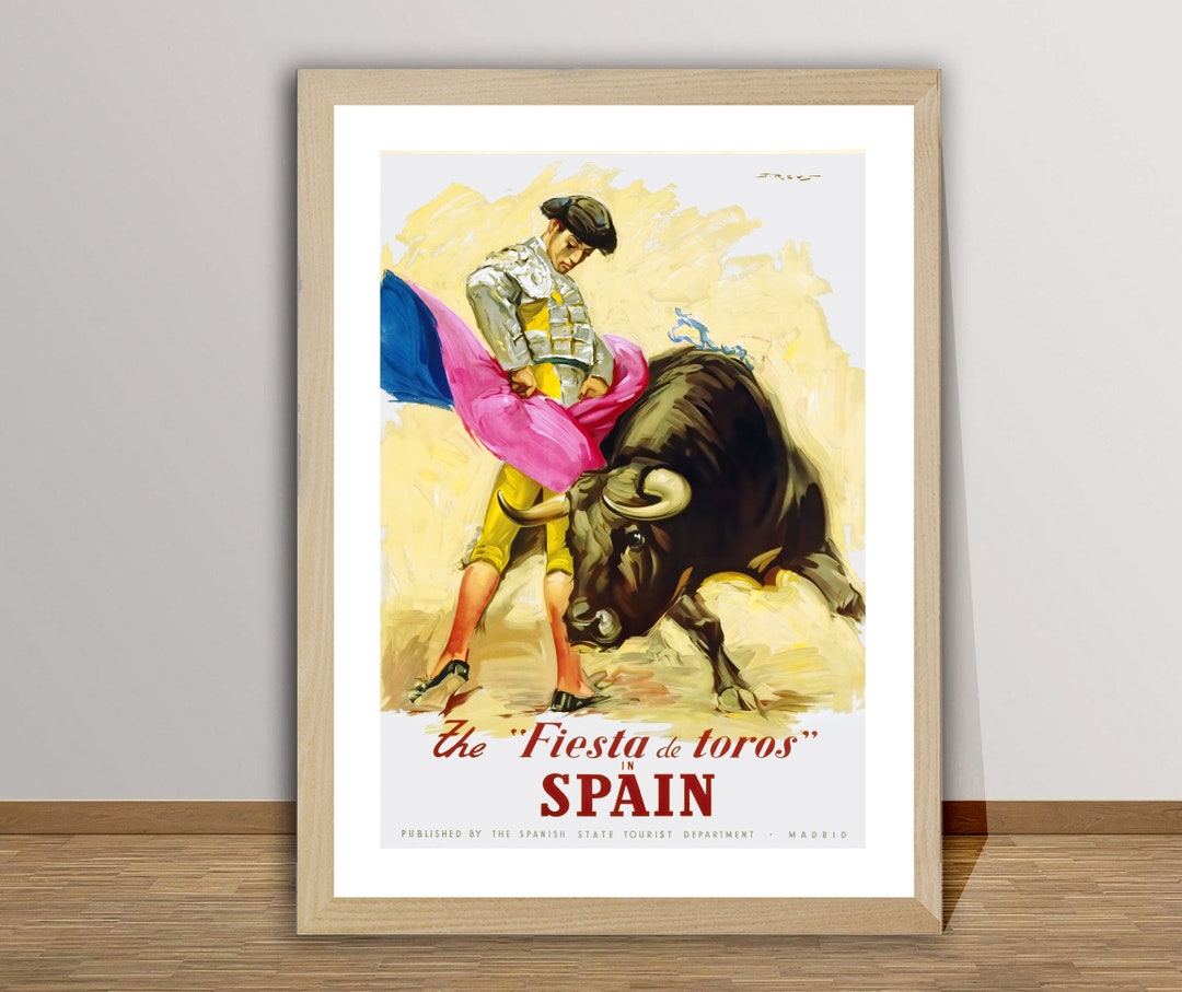 Fiesta De Toros Spain Travel Poster - Vintage Bullfighting Art - Etsy