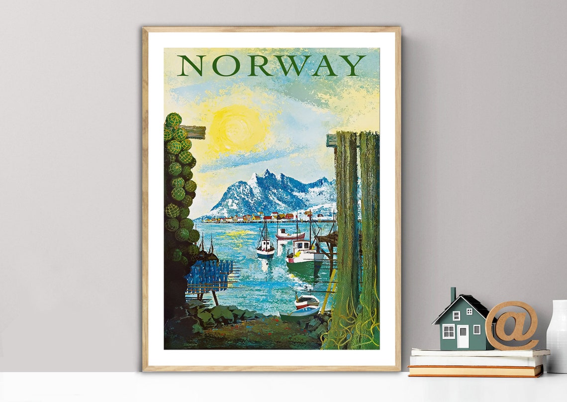 Norway Vintage Travel Poster Poster Paper or Canvas Print / - Etsy