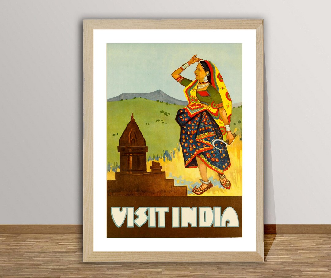 Visit India Vintage Travel Poster - Retro India Poster / Gift Idea ...